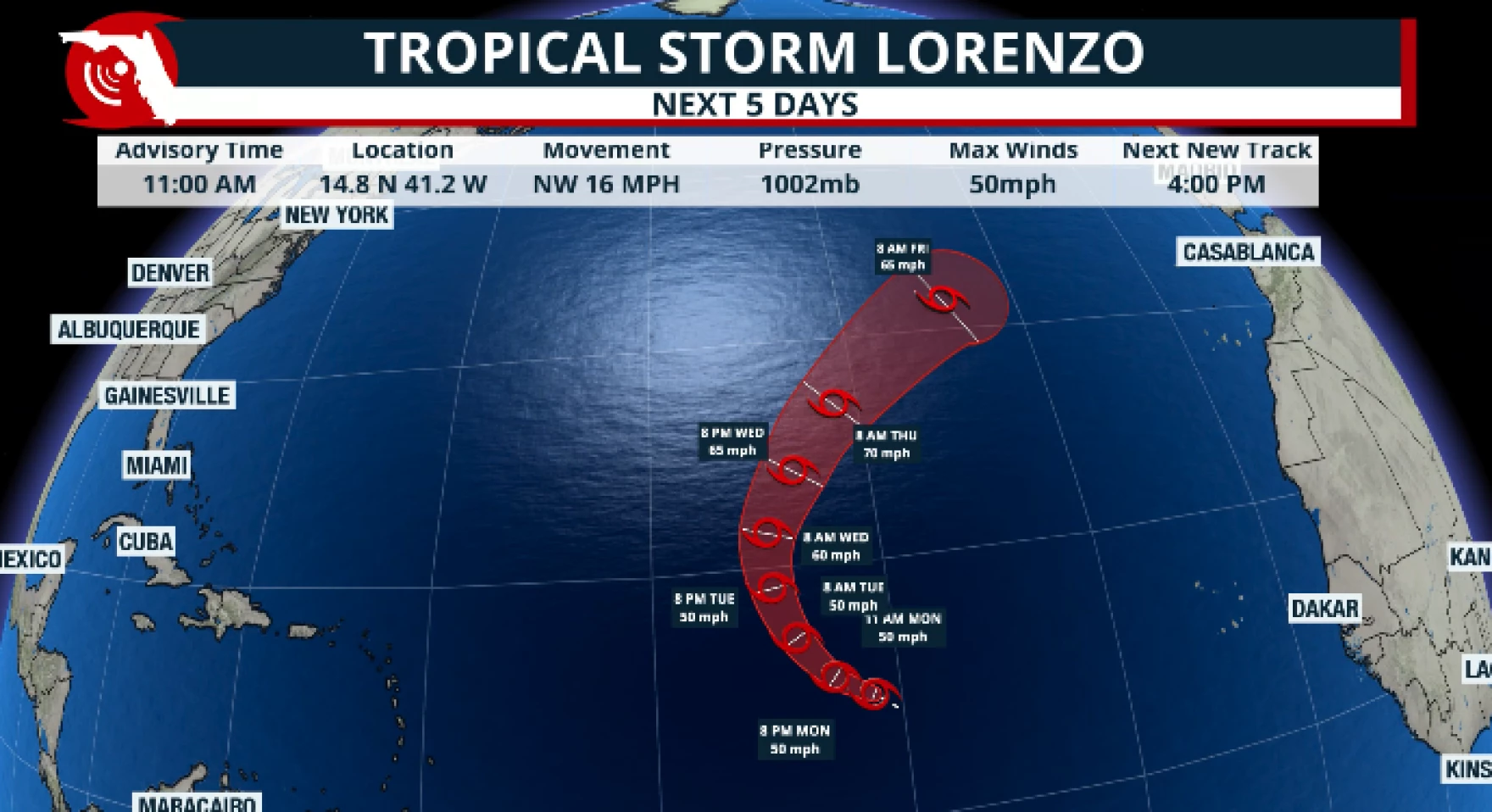 Tropical Storm Lorenzo forms; it's not a threat to land - WMNF 88.5 FM