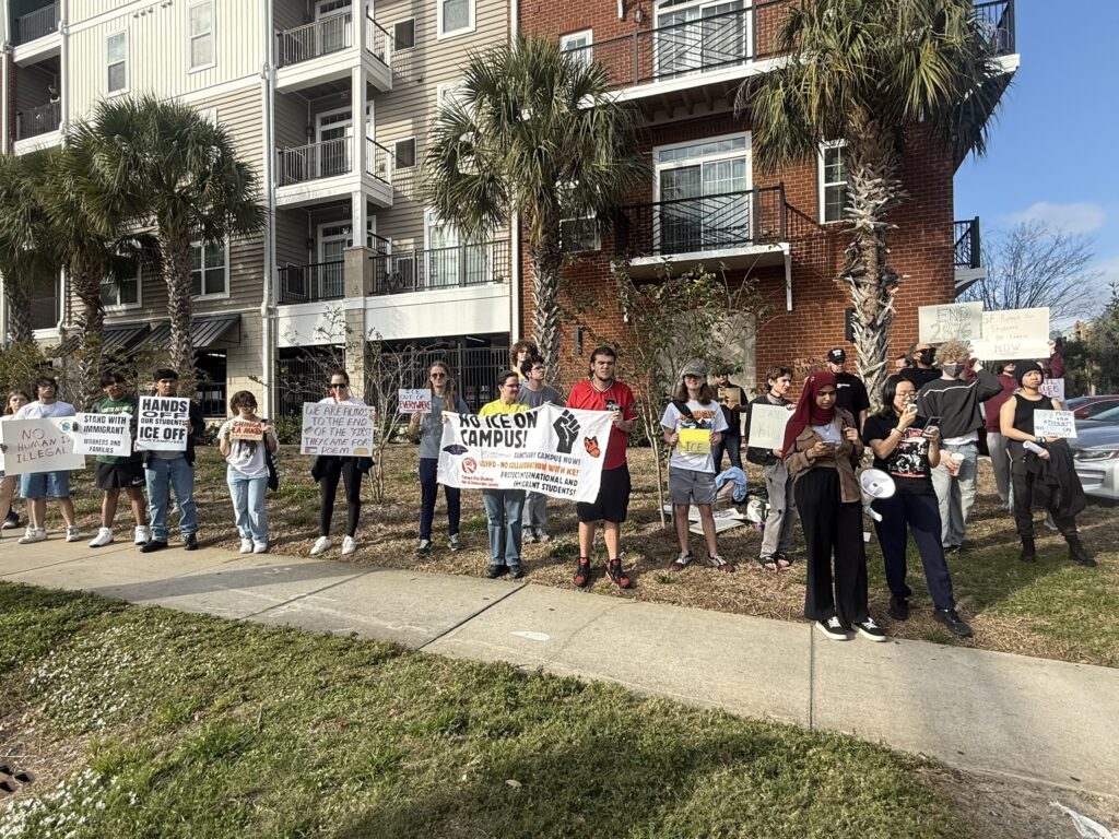 Students for a Democratic Society protest USF, calling for a sanctuary ...