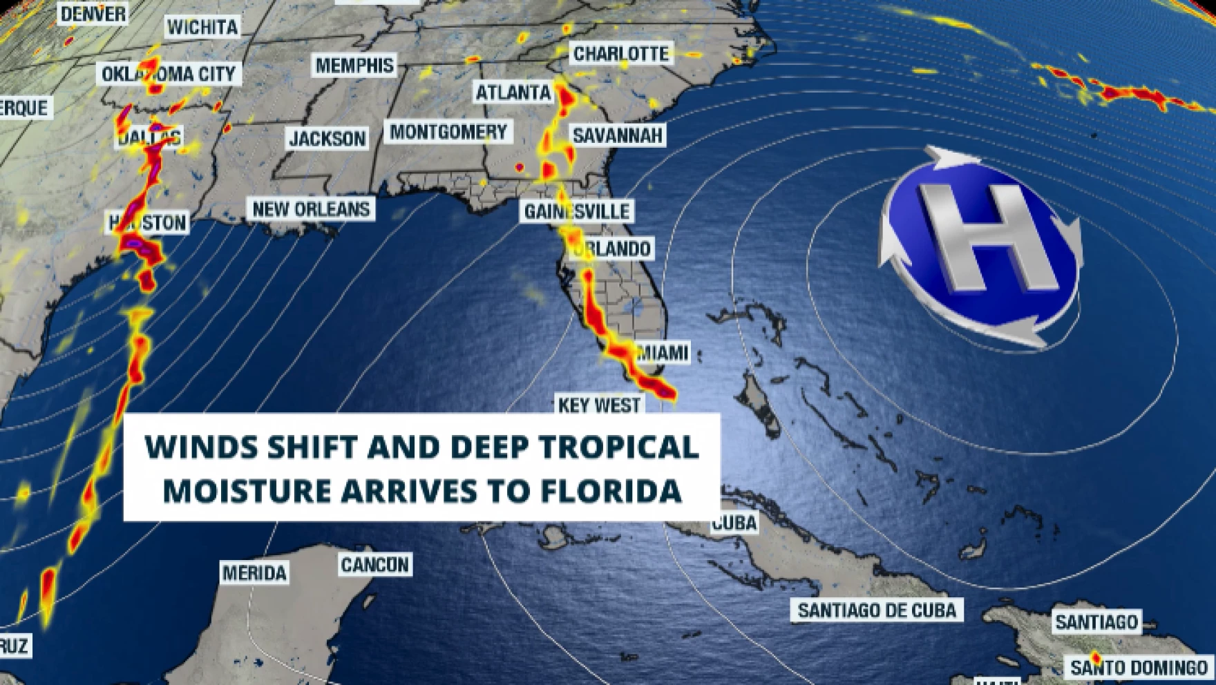 A surge in moisture increases rain activity across Florida later this ...